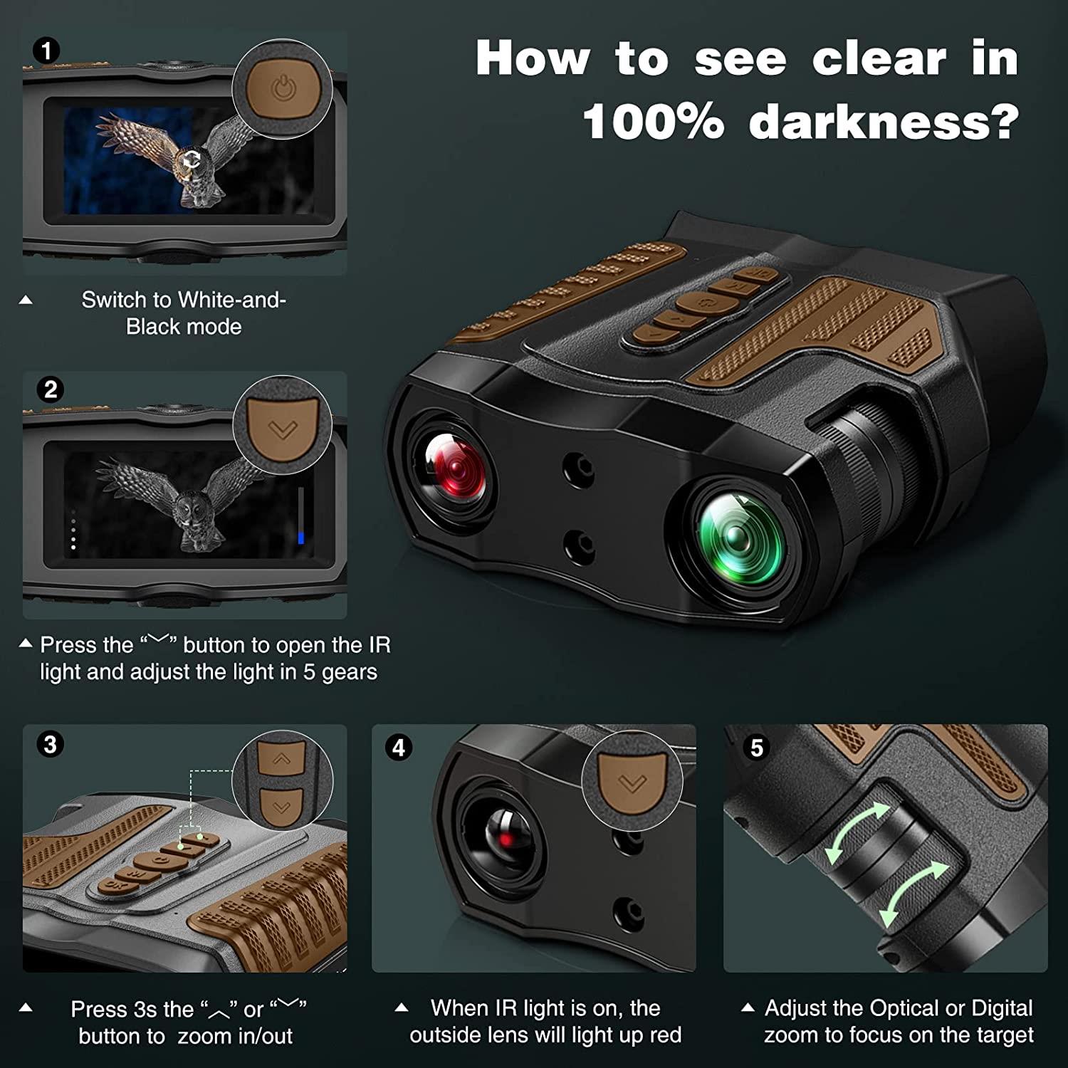 Night Vision Goggles-1080P Full HD 1480ft Viewing Range, 80x ...